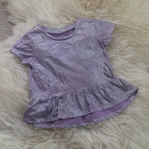 Xhilaration | Shirts & Tops | Girls Metallic Silver Lilac Short Sleeve ...